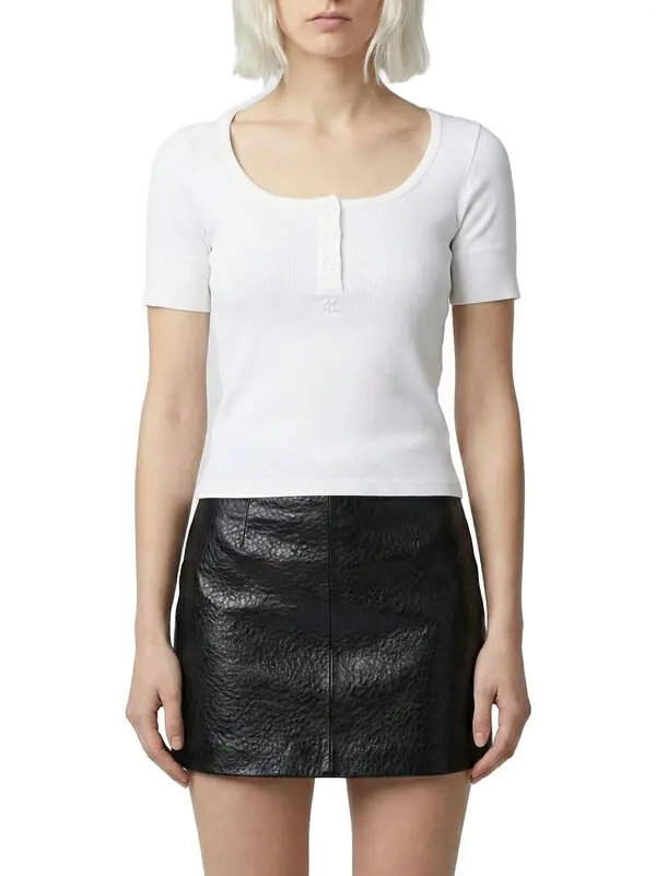 COURREGES Cotton T-shirt With Logo - White