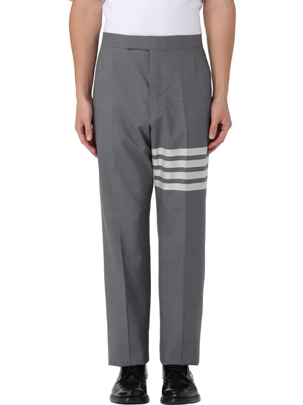 Thom Browne Tailored Trousers With Signature Stripes - Grey