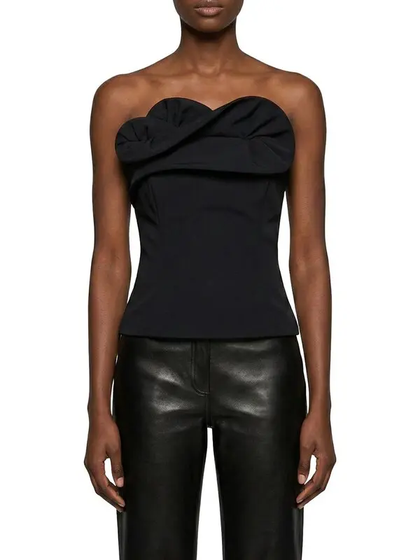 Magda Butrym Virgin Wool And Silk Evening Top - Black