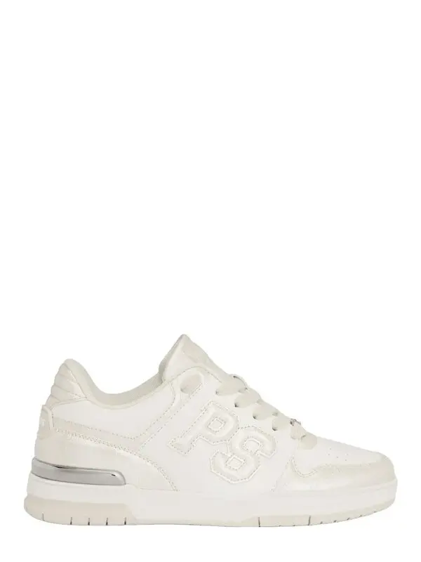 PLEIN SPORT Crocodile Print Leather Lace-up Sneakers - White