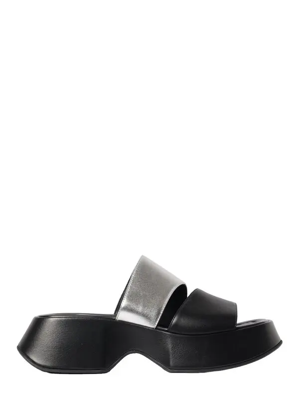 VIC MATIE Leather Mule Sandals - Black