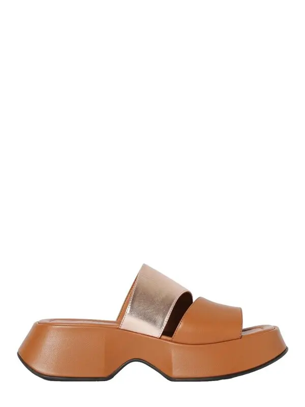 VIC MATIE Leather Mule Sandals - Brown