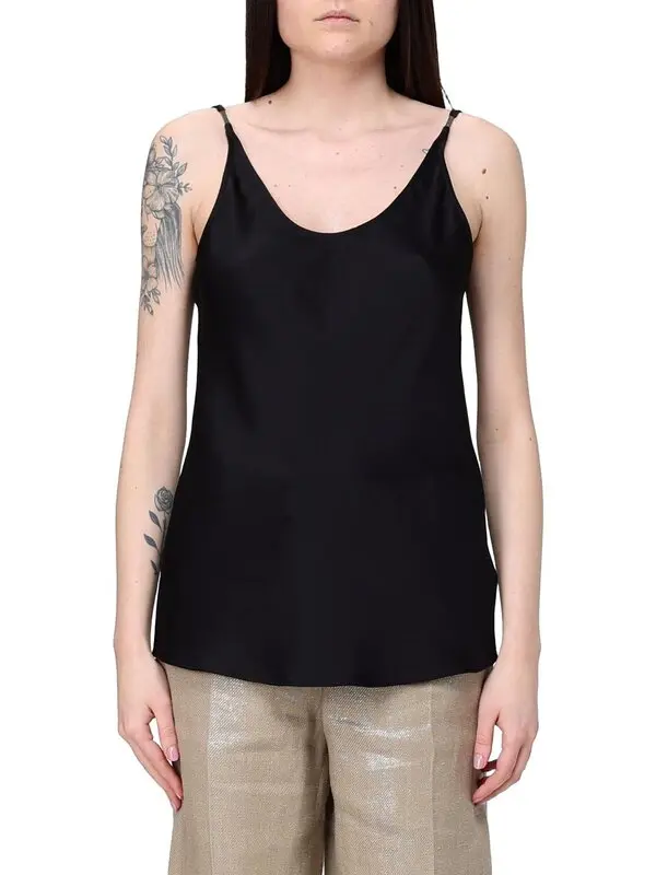 Brunello Cucinelli Pure Silk Satin Top - Black