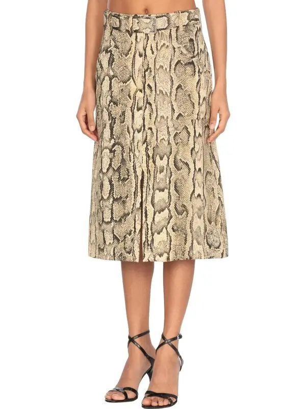 Dries Van Noten Snake Print Midi Skirt - Beige
