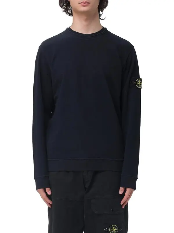 Stone Island Cotton Crew Neck Sweatshirt With Logo Patch - Blue