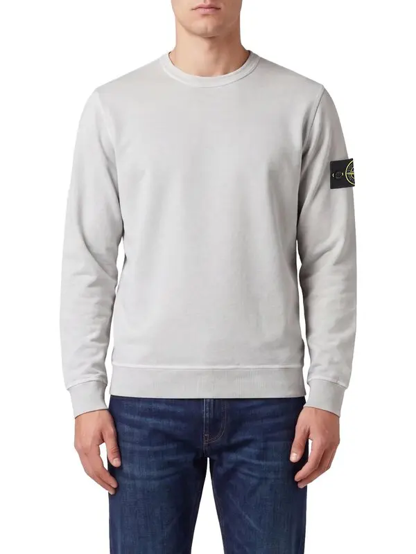 Stone Island Cotton Crew Neck Sweatshirt With Logo Patch - Grey