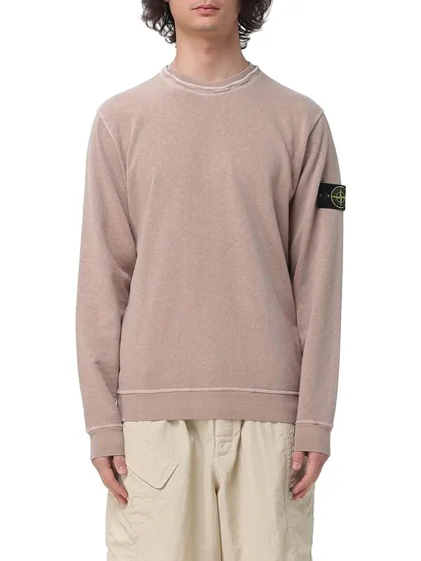 Stone Island Cotton Crew Neck Sweatshirt With Logo Patch - Sand