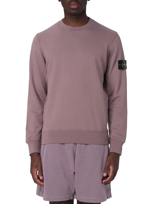 Stone Island Cotton Crew Neck Sweatshirt With Logo Patch - Violet
