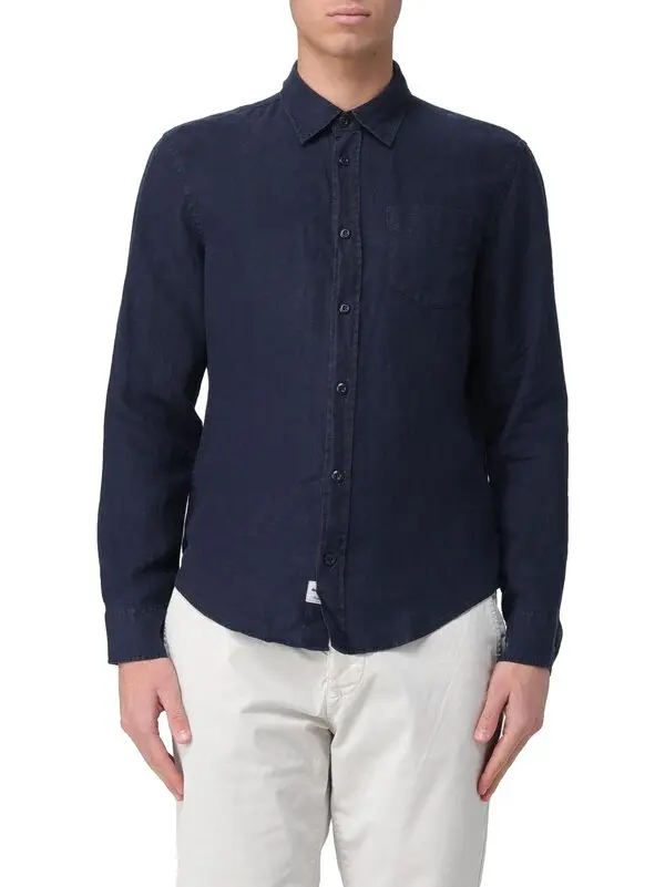 BLAUER. Linen Casual Shirt - Navy
