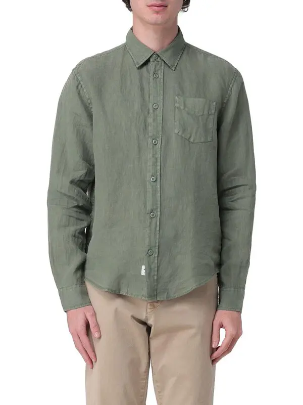 BLAUER. Linen Casual Shirt - Olive