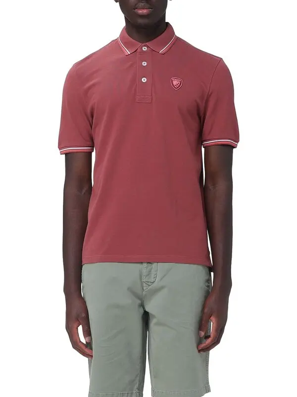 BLAUER. Cotton Polo Shirt With Emblem - Brick Red