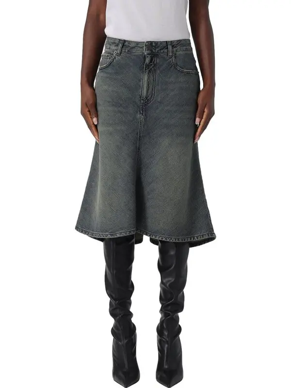Balenciaga Denim A-line Midi Skirt - Blue