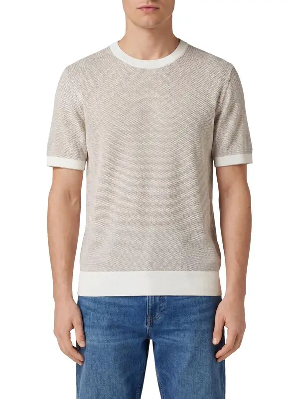 BOSS Bi-abstract Pattern Crewneck Sweater In Cotton And Silk - White