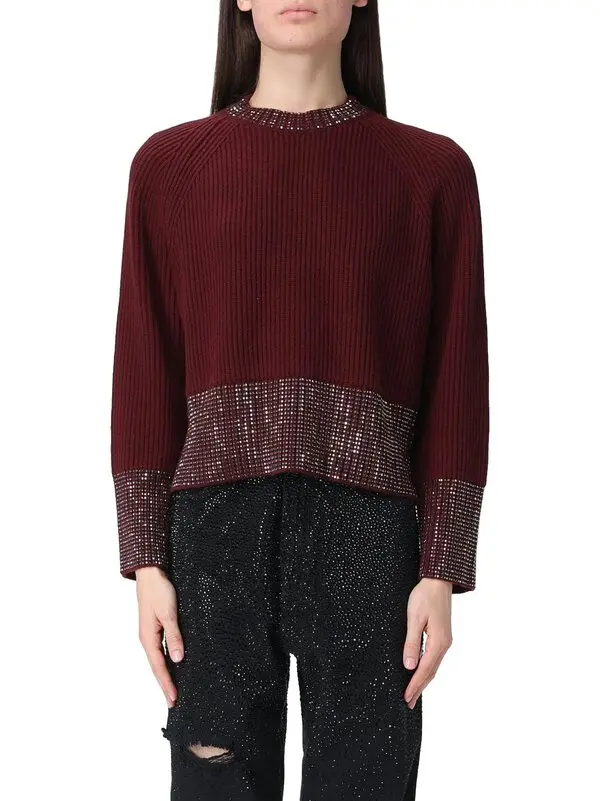 GOLDEN GOOSE Ribbed Jumper With Embellished Detailing - Red