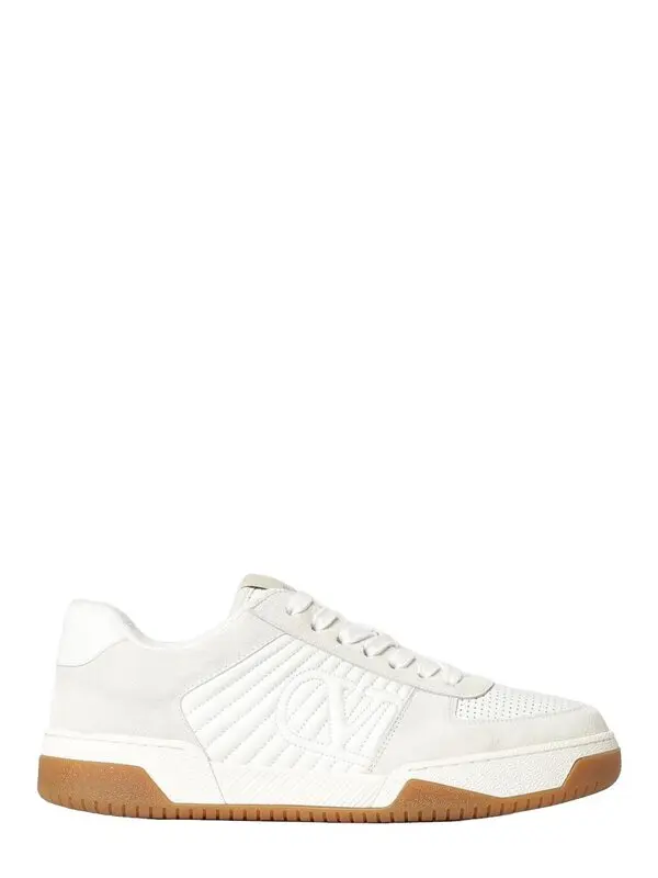 Valentino Garavani Sparry Quilted Leather And Suede Sneakers - White