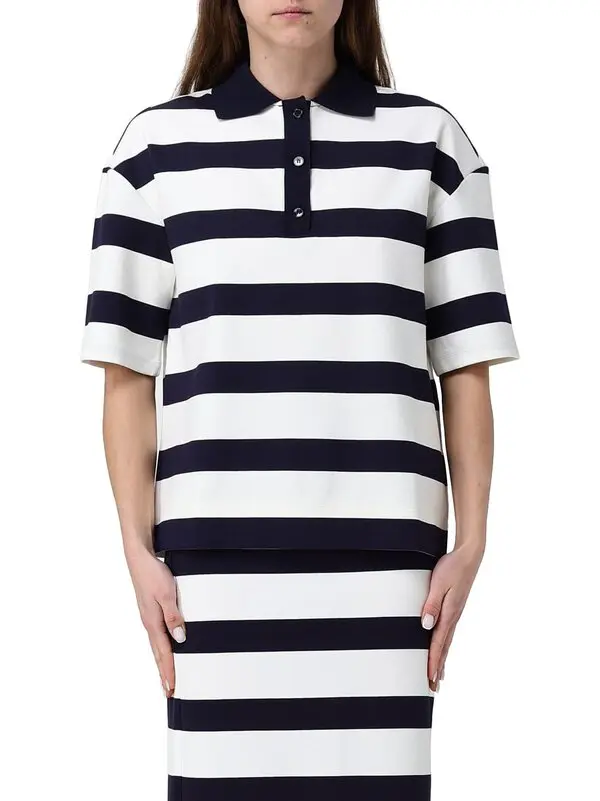 Max Mara Striped Cotton Polo Shirt - Blue