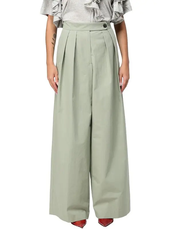 Dries Van Noten Pleated Wide Leg Trousers - Green