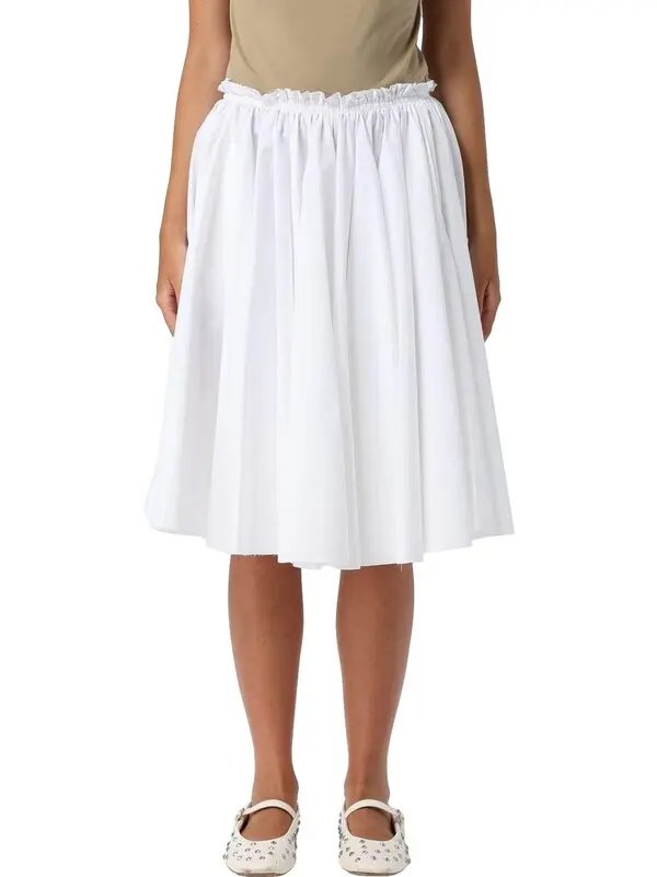 AMI Paris High-waisted Pleated Cotton Mini Skirt - White