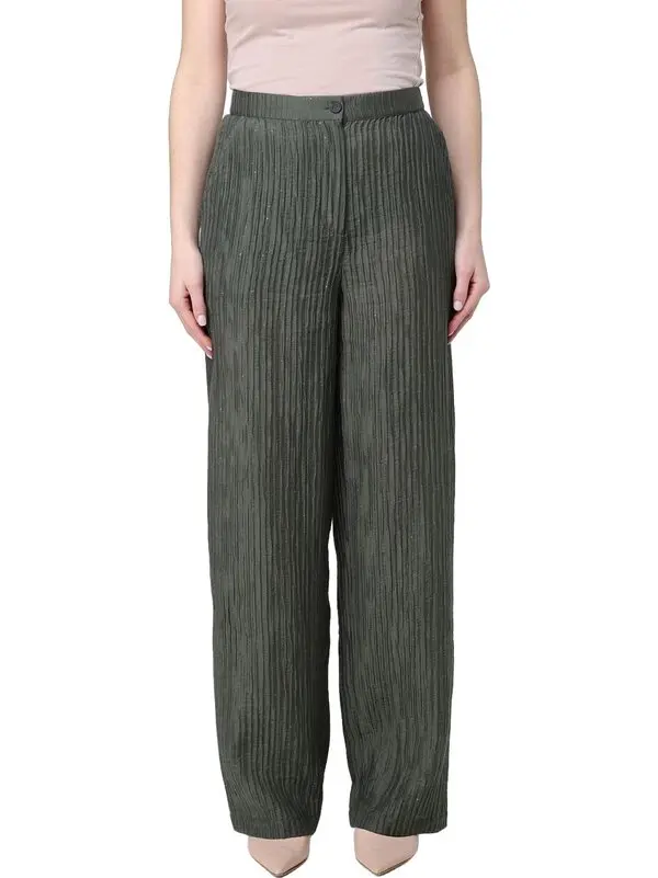 Emporio Armani Pleated Wide-leg Trousers - Grey