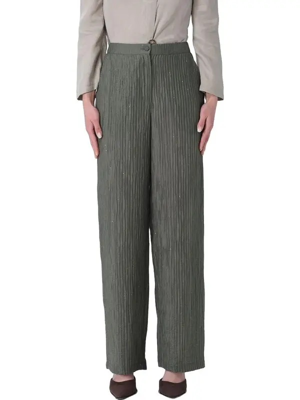 Emporio Armani Pleated Wide-leg Trousers - Olive
