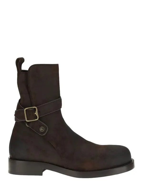 Burberry Waxed Leather Ankle Boots - Brown