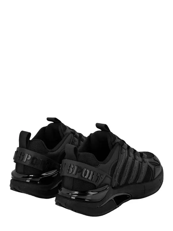 PLEIN SPORT Leather And Mesh Low-top Sneakers - Black