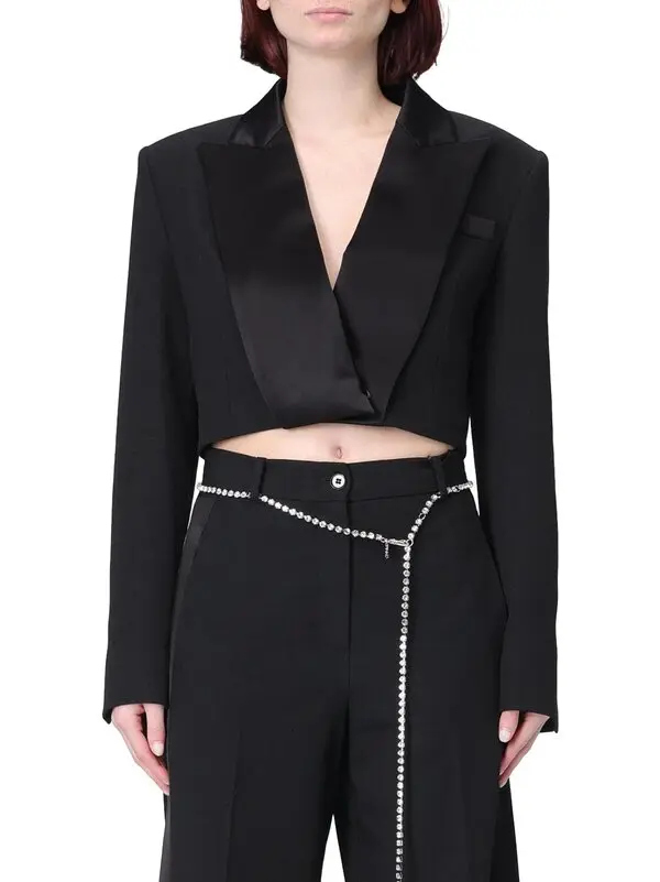 Pinko Viscose Blend Crop Blazer - Black