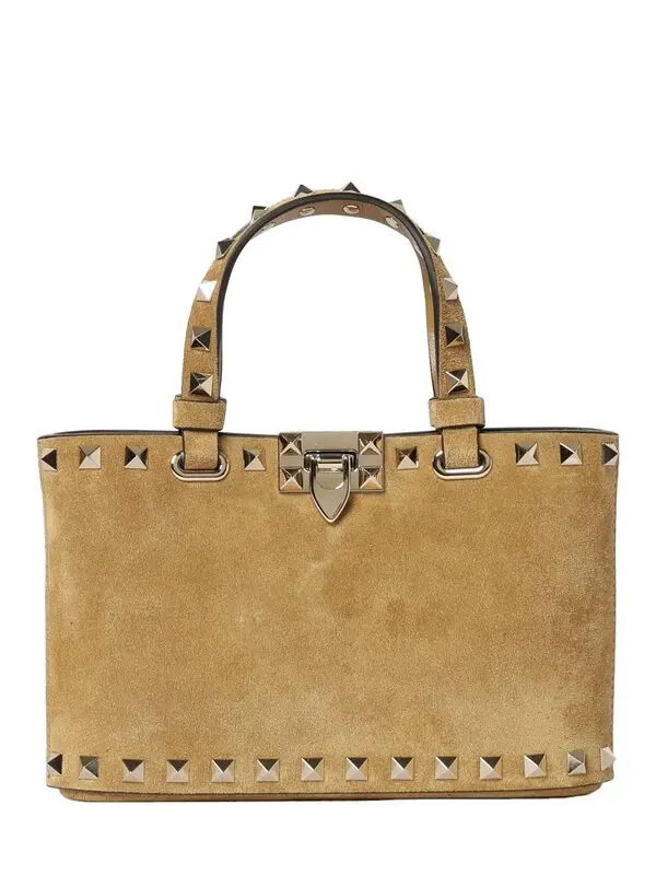 Valentino Garavani Rockstud Mini Handbag In Suede - Beige
