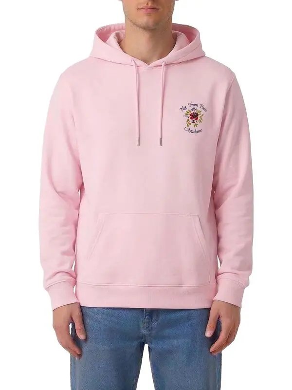 Drole De Monsieur Cotton Hoodie With Embroidered Logo - Pink