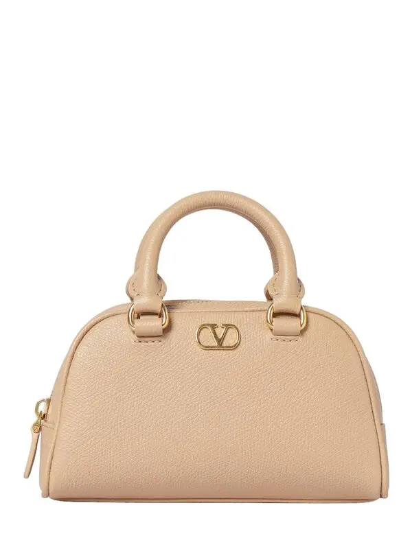 Valentino Garavani Vlogo Signature Grained Leather Bowling Bag - Pink