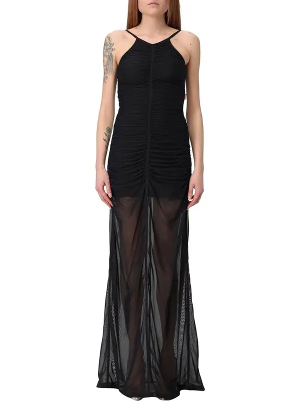DIESEL® Gathered Mesh Maxi Dress - Black