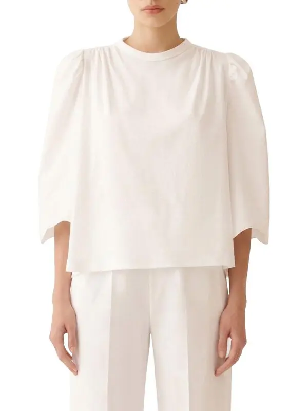 Fabiana Filippi Cotton Top With Gathered Detail - White