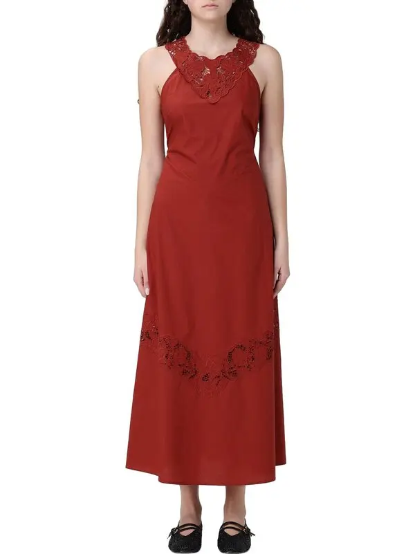 TWINSET Cotton Midi Dress - Brick Red