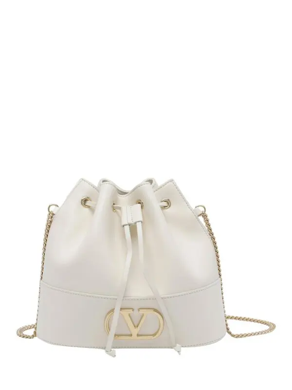 Valentino Garavani Vlogo Signature Mini Bucket Bag In Calf Leather - Ivory