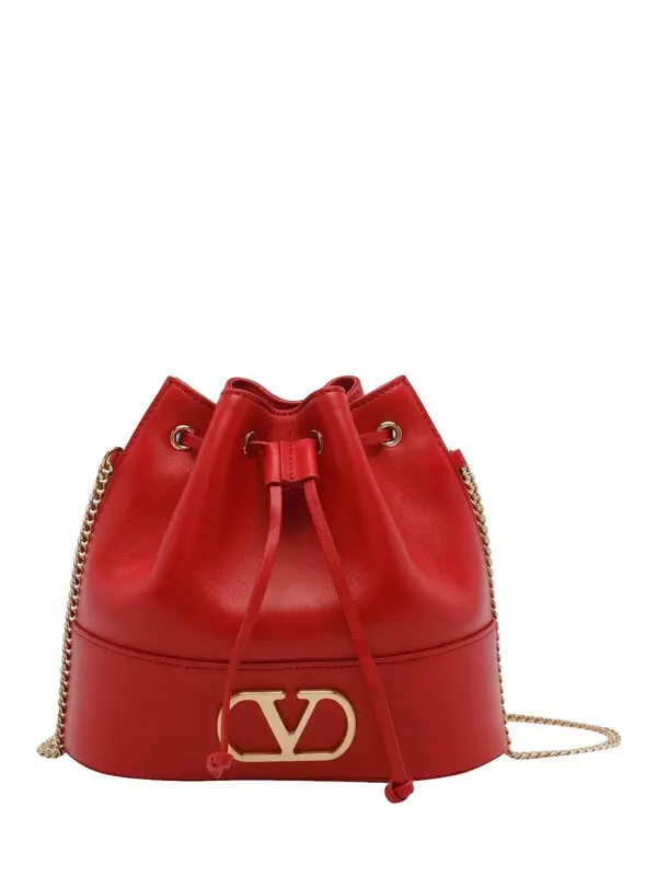 Valentino Garavani Vlogo Signature Mini Bucket Bag In Calf Leather - Red