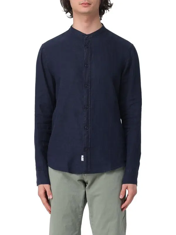 BLAUER. Linen Casual Shirt - Navy