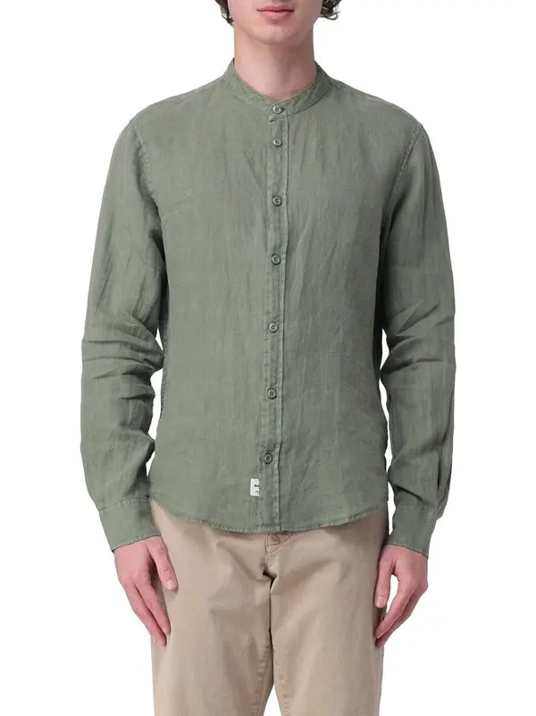 BLAUER. Linen Casual Shirt - Olive