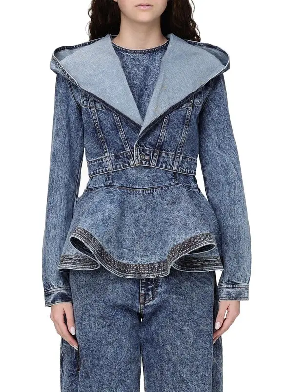 Alaïa Denim Hooded Jacket - Gnawed Blue