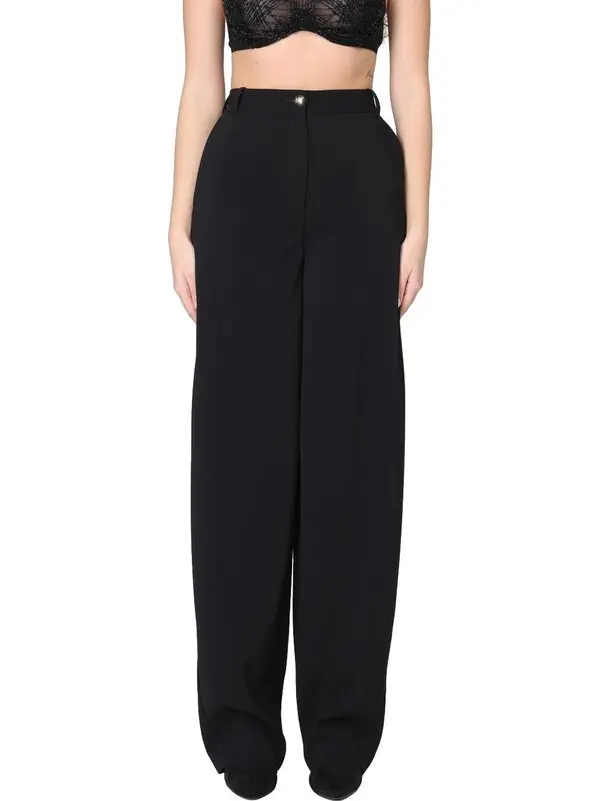 Elisabetta Franchi Wide Leg Crêpe Trousers - Black