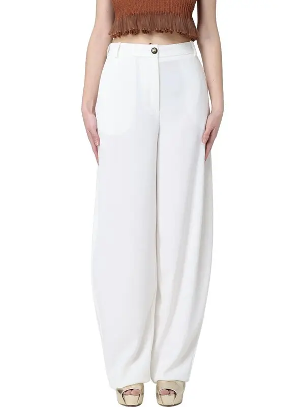 Elisabetta Franchi Wide Leg Crêpe Trousers - Ivory