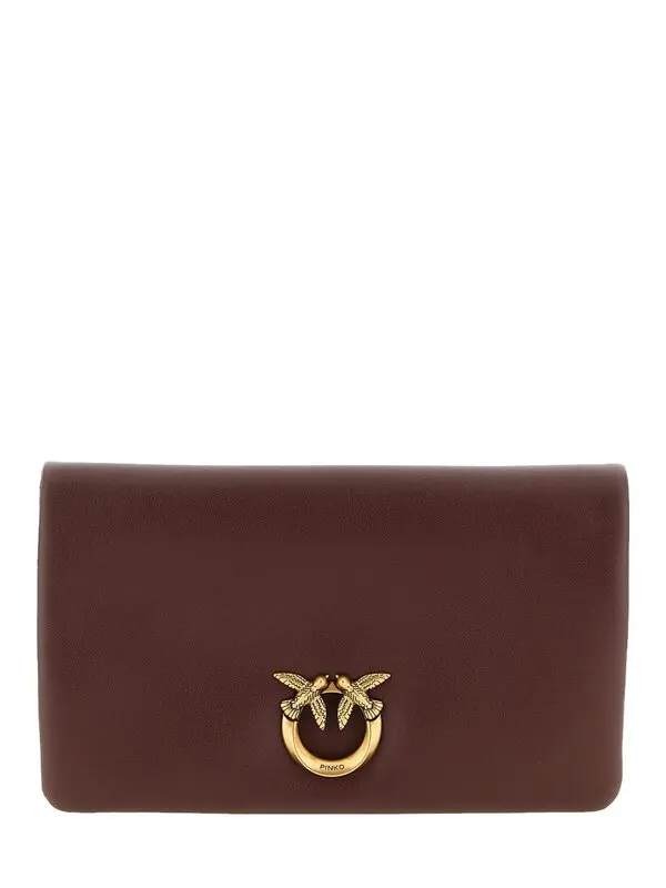 Pinko Love Bag Click Horizontal Classic Leather Bag - Wine