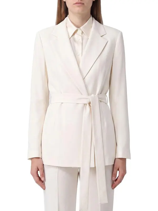 PAROSH P.a.r.o.s.h. Belted Robe-style Blazer - White