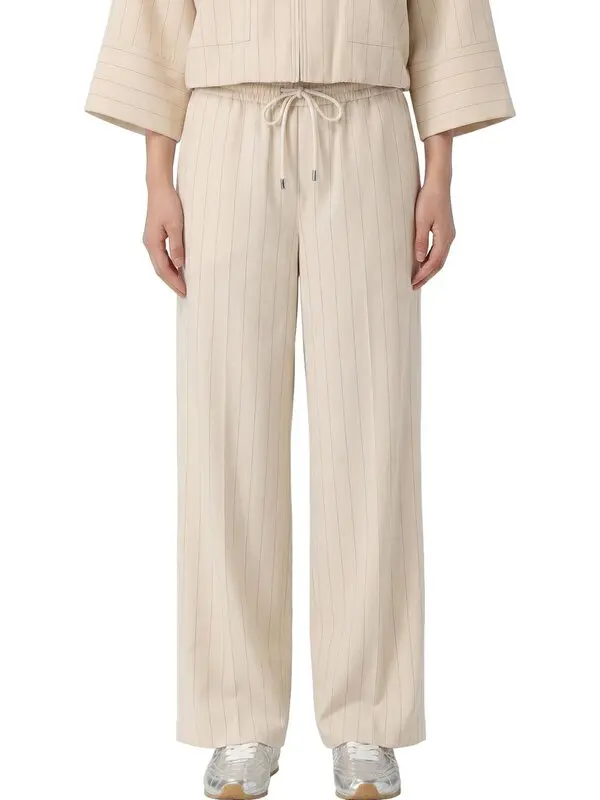 Liu Jo Viscose Blend Drawstring Trousers With Pinstripe Pattern - Brown