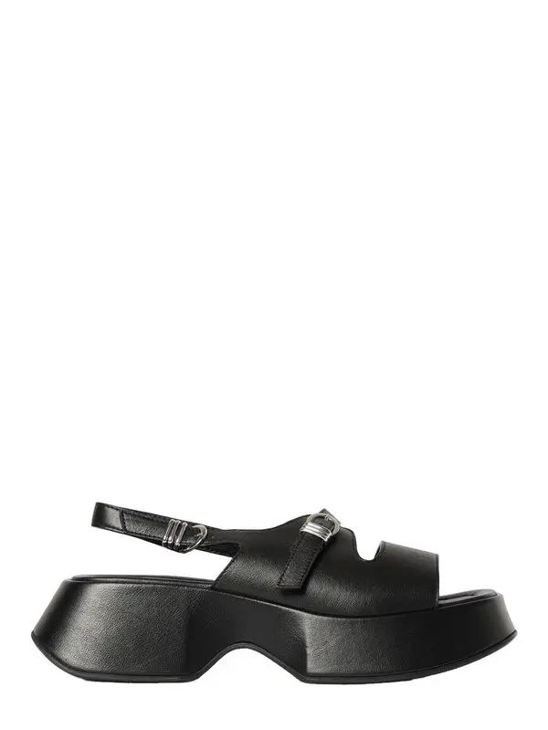 VIC MATIE Leather Slingback Sandals - Black