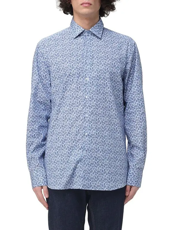 Etro Cotton Shirt With Paisley Print - Blue