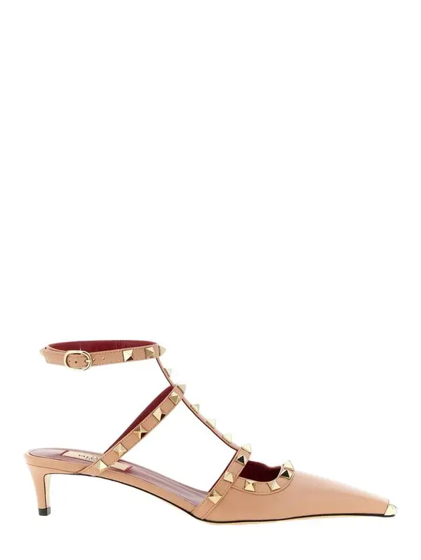 Valentino Garavani Rockstud Leather Pumps With Studs And Adjustable Ankle Strap - Pink