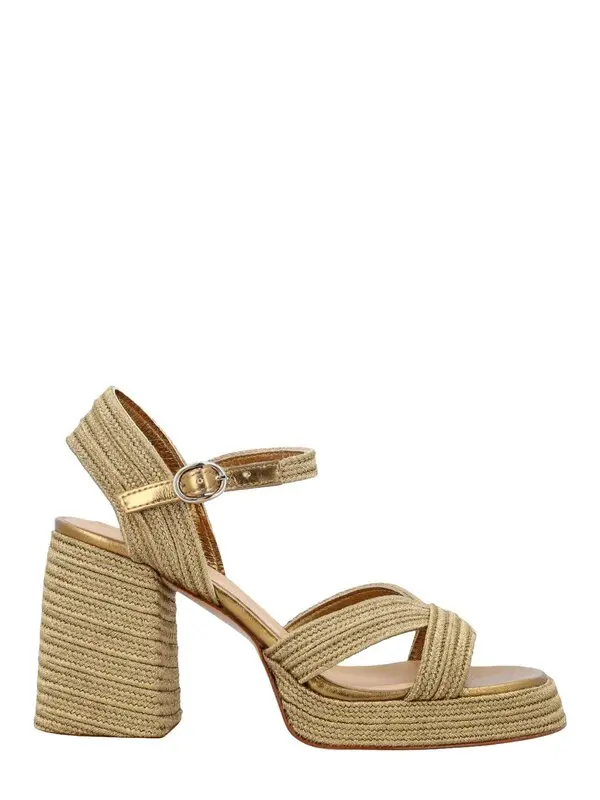 CastaÑer Valle Braided Raffia And Leather Sandal - Gold