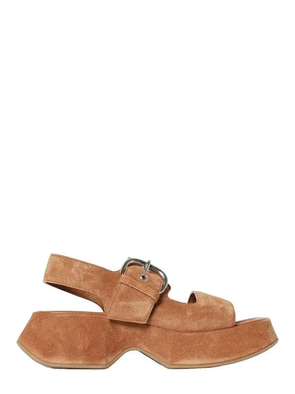 VIC MATIE Suede Calf Leather Slingback Sandals - Brown