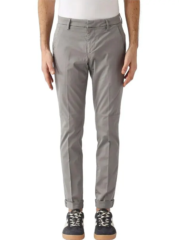 DONDUP Slim Fit Stretch Cotton Trousers - Grey