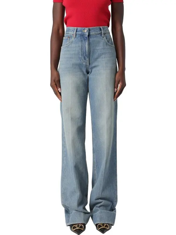 Valentino Garavani Wide Leg Jeans - Gnawed Blue